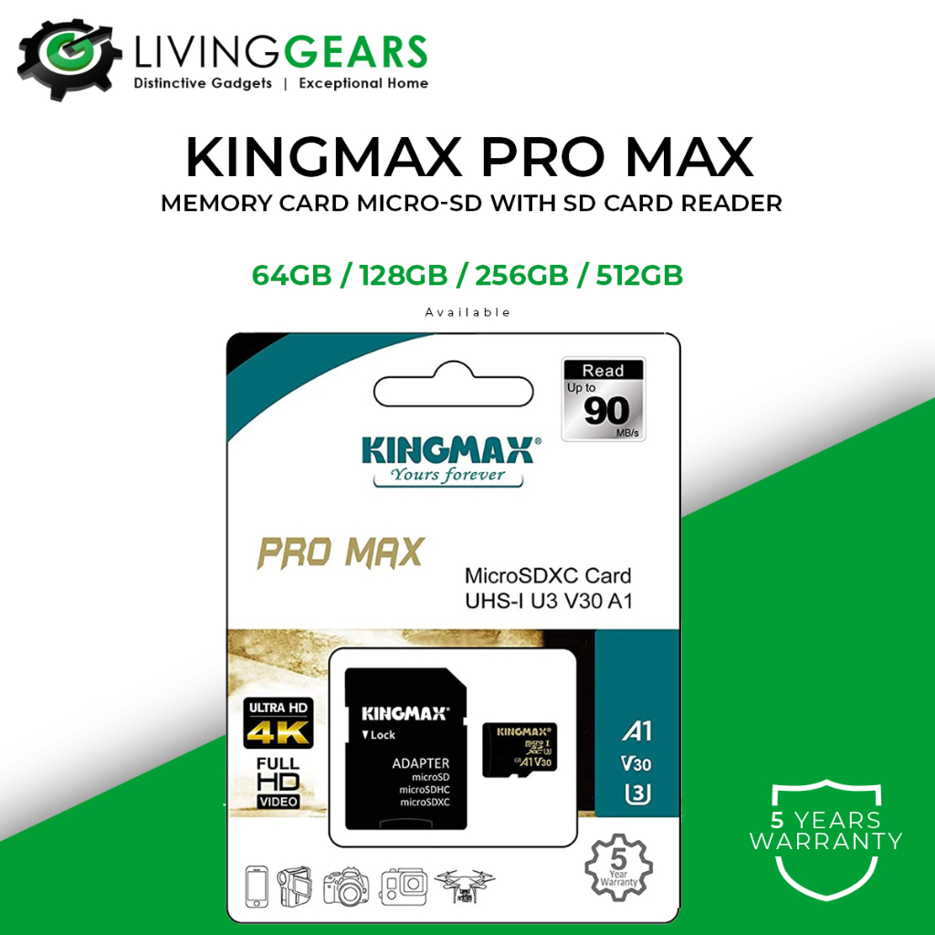 Kingmax Pro Max Memory Card Microsd Wtih SD Card Adapter (64GB/128GB ...