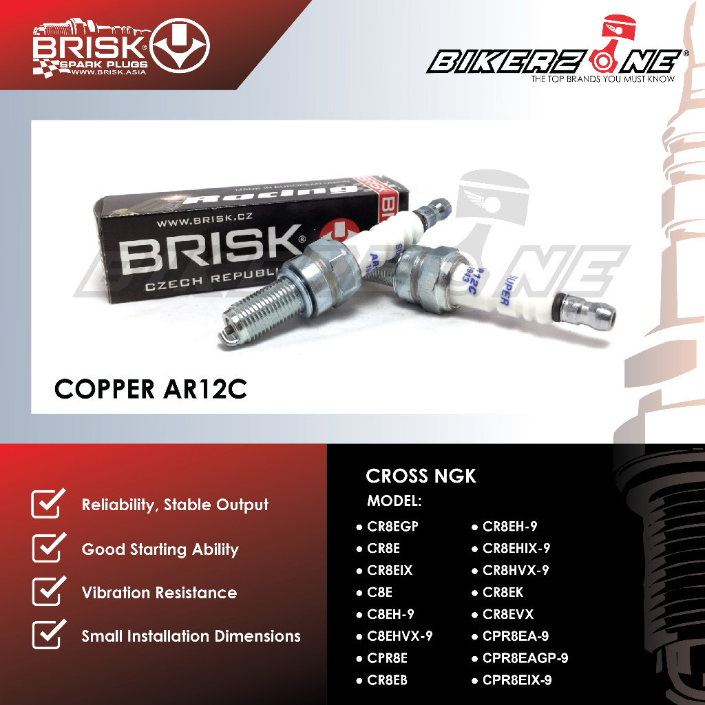 BRISK Spark Plugs COPPER Racing Motorcycle Plug AR12C Fit For BENELLI ...