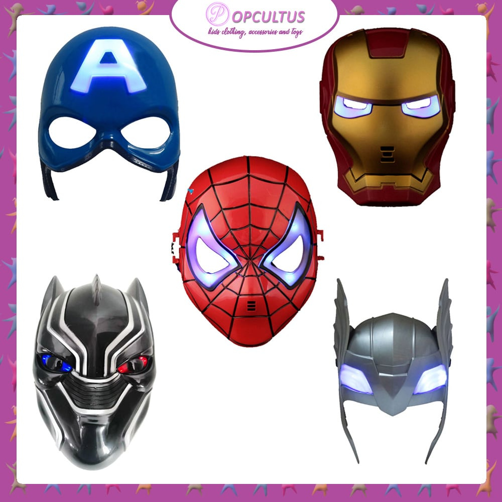 Kids Superhero LED Mask Topeng Mainan Budak Children Cartoon Costume ...