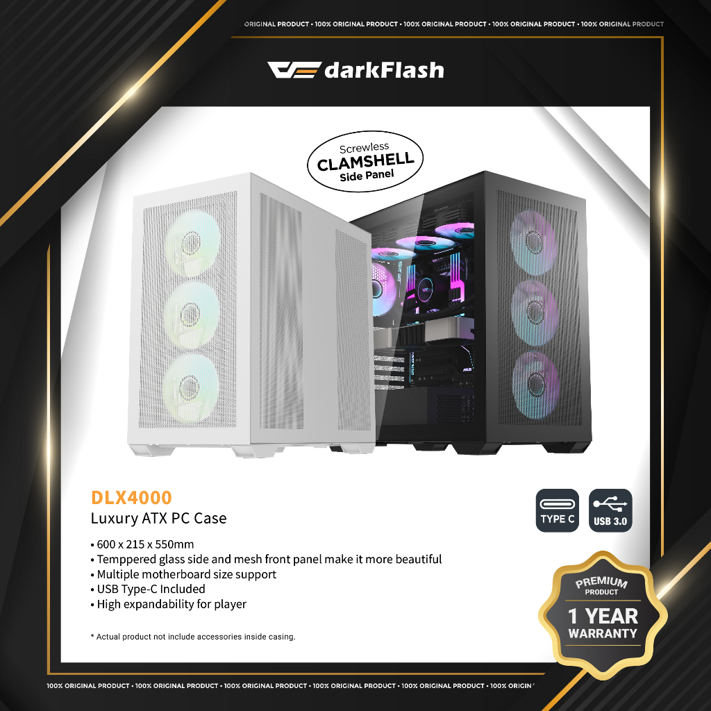 darkFlash DLX4000 Tempered Glass Luxury ATX Case | Shopee Malaysia