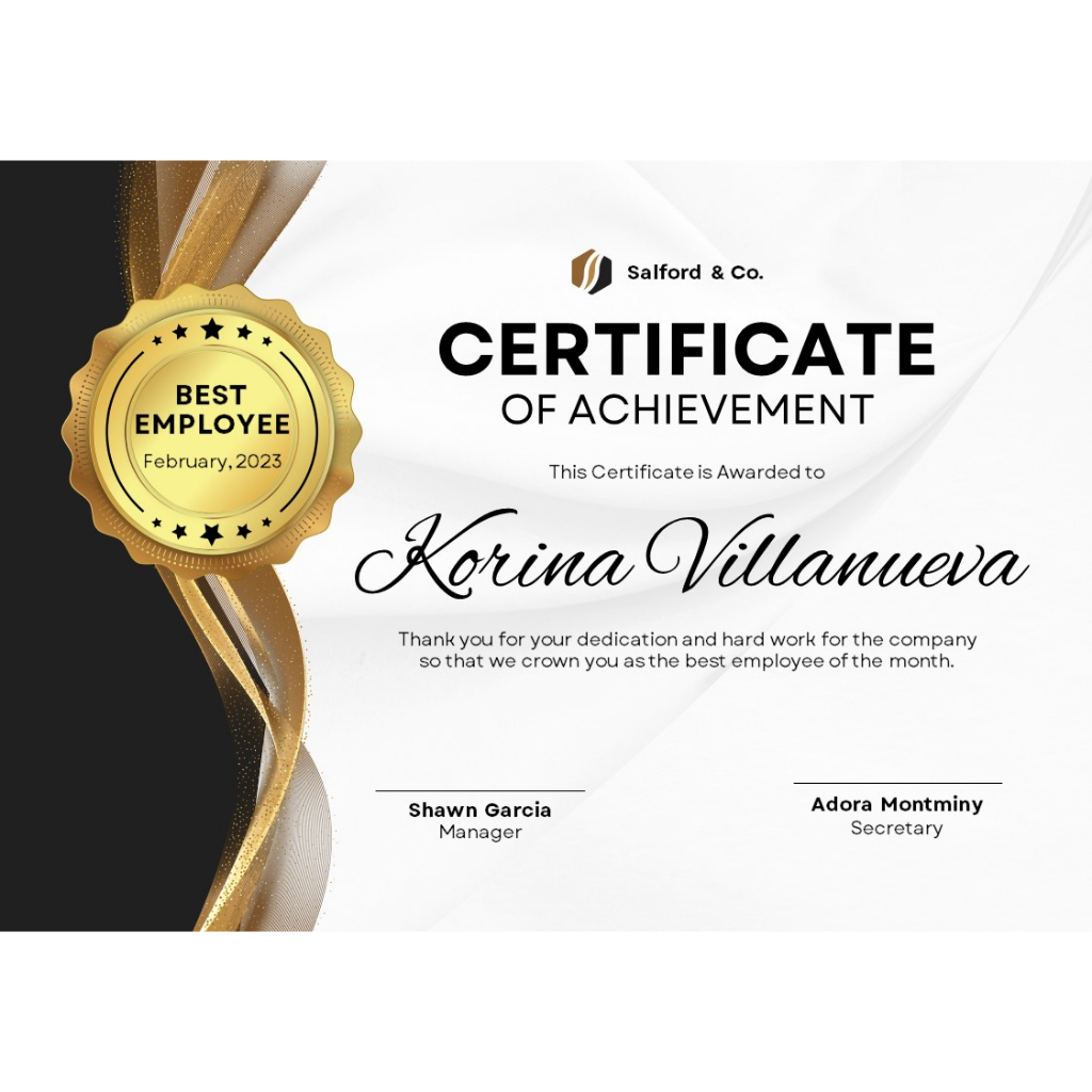 CERTIFICATE / SIJIL TEMPLATE_LANDSCAPE [EDITABLE] Gold And Black Modern ...