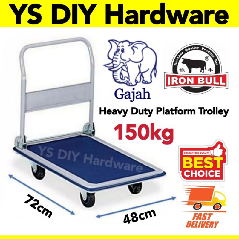 IRON BULL Heavy Duty Trolley Portable 150KG Hand Truck Iron Troli 150kg ...