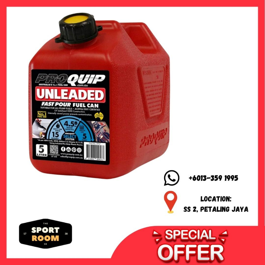 [Ready Stock] PROQUIP (5L) Petrol Unlead Fuel Red 4x4 Jerry Can Made In ...