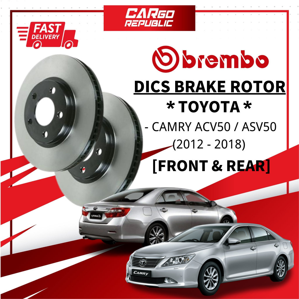 Brembo Rotor Toyota Camry ACV50 , ASV50 (2012~2018) Front (Depan) /Rear (Belakang) Disc Brake ...