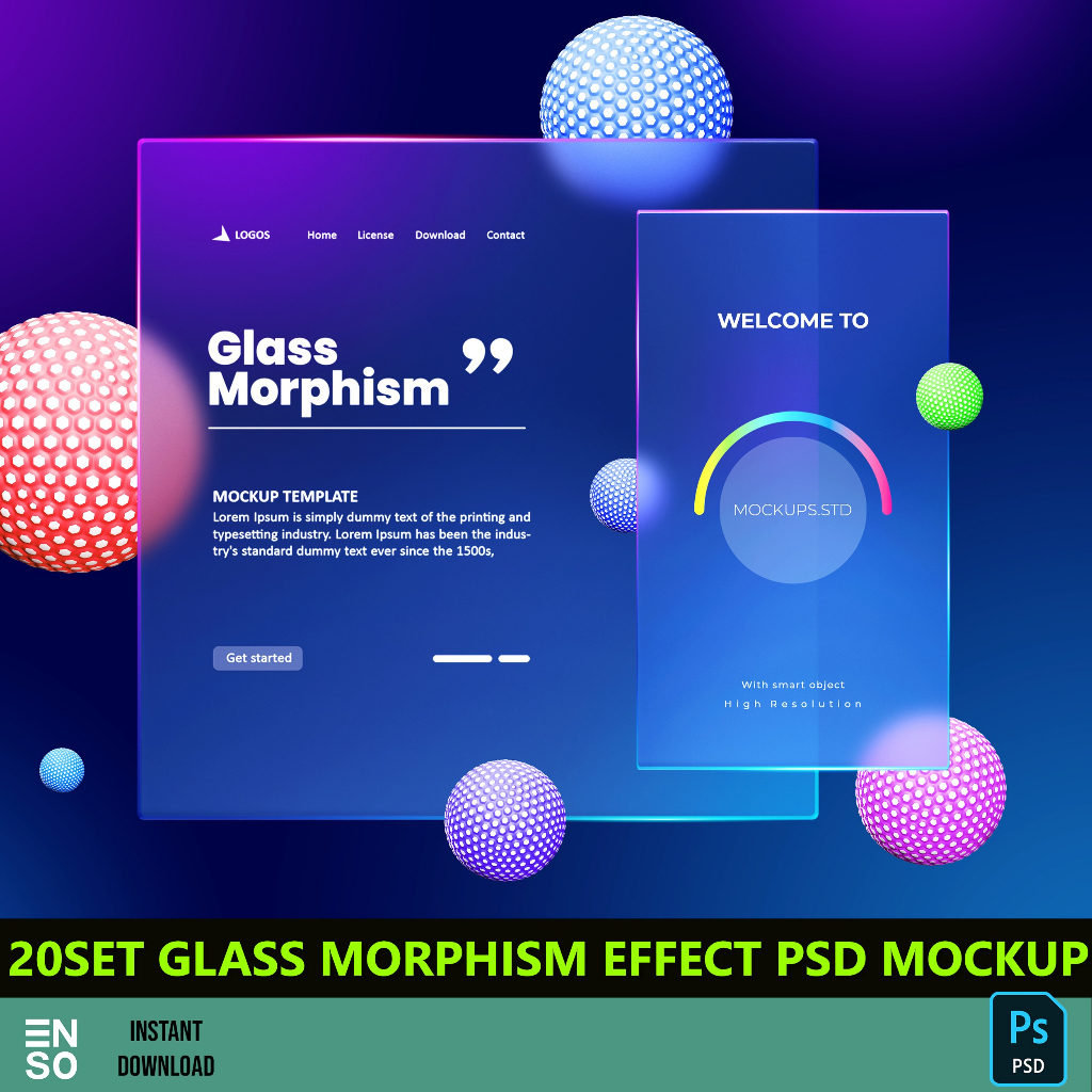 20-Set PSD Glass Morphism Effect Mockup | Editable Photoshop Mockup ...
