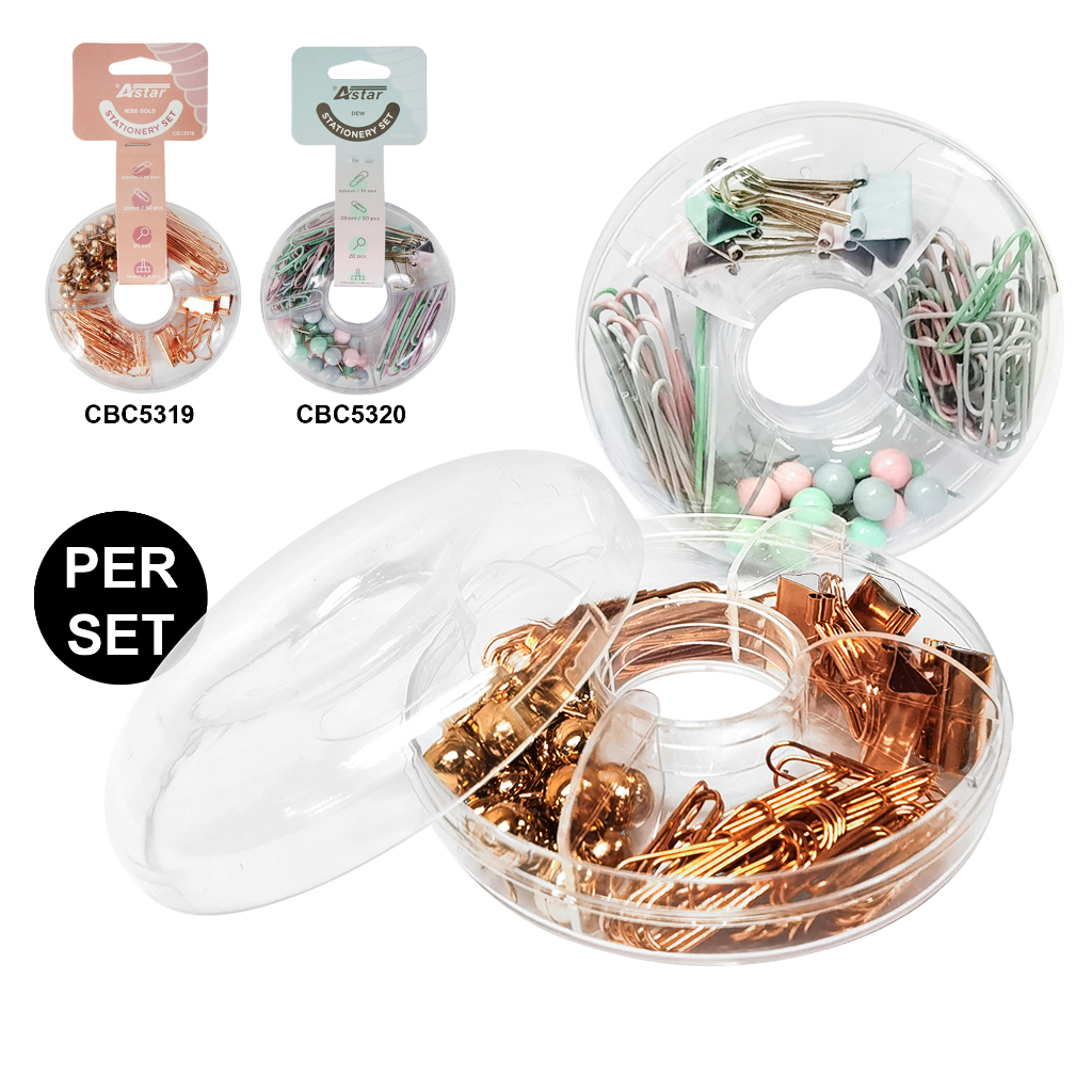 Astar Stationery Set - Paper Clip + Push Pin + Binder Clip (CBC5319 ...