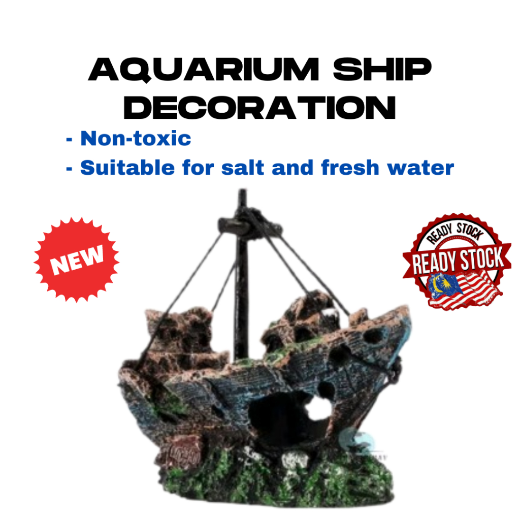 【NEW】Aquascape Resin Fish Tank Decor Sailing Boat Mini Shipwreck ...