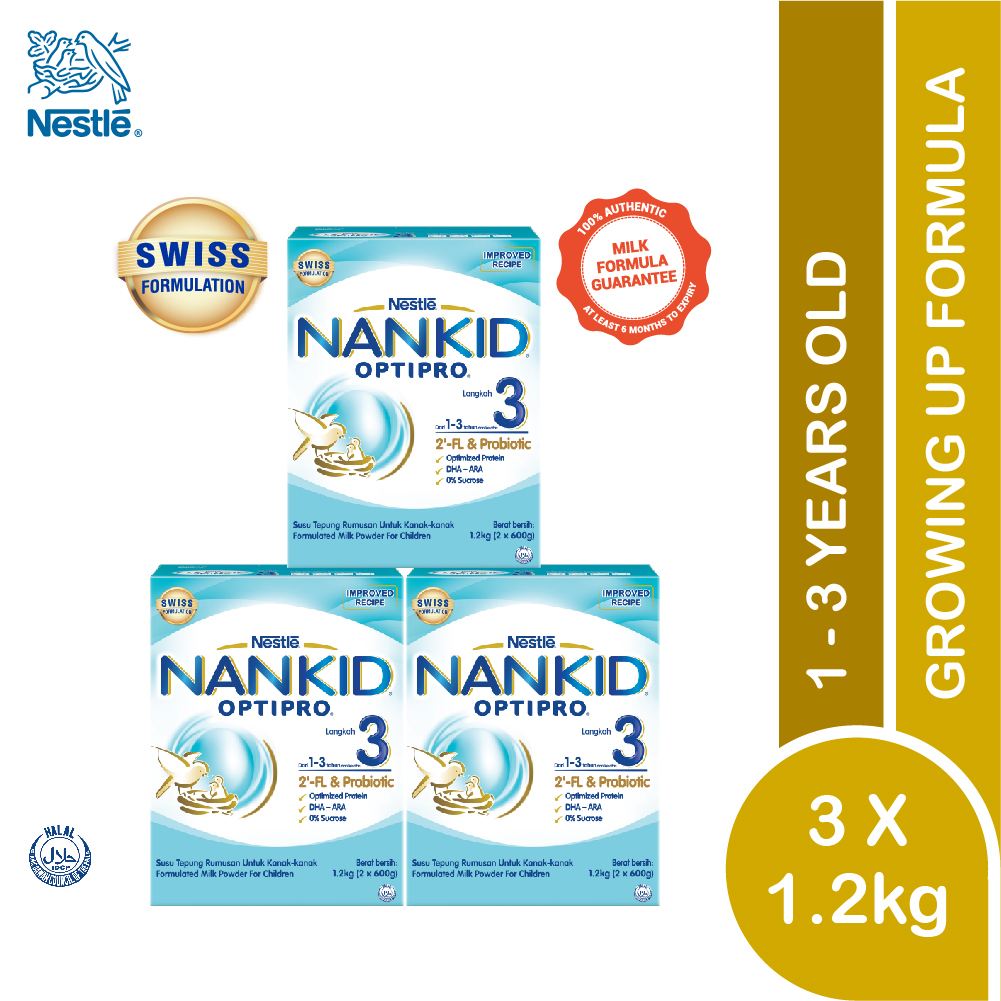 Nestle Nankid Optipro Stage 3 with 2' -FL Bib (1.2kg x 3) | Shopee Malaysia