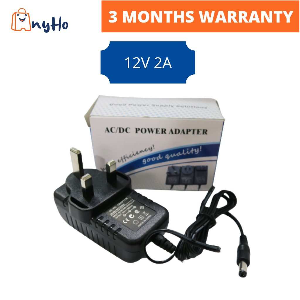 AC To DC 12V 2A 3 PIN UK Plug Switching Power Supply Adapter Converter ...