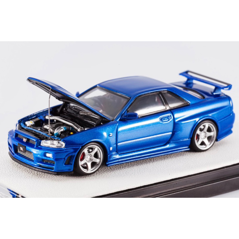 Time Micro 1:64 Nissan Skyline GTR R34 Z-Tune Bayside Blue with openable hood | Shopee Malaysia