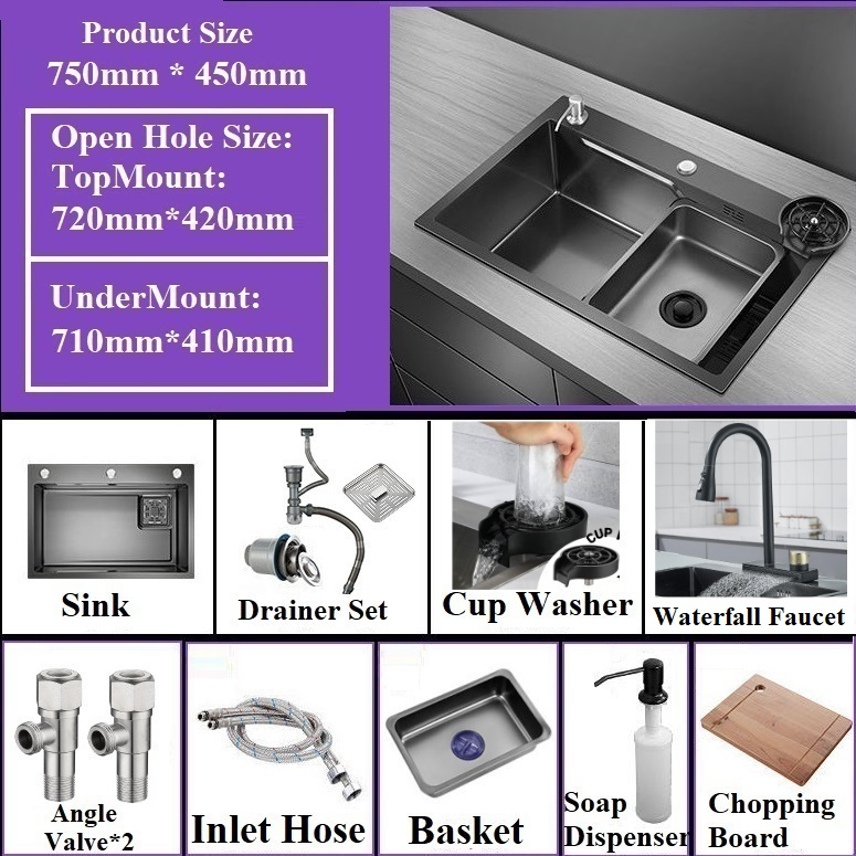 [BUY 1 FREE 10] Waterfall Sink 7545 Premium Nano Sink Z Step Sink ...