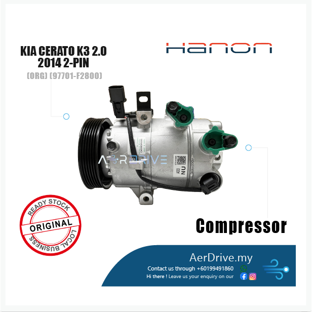 ORIGINAL HANON KIA CERATO K3 2.0 2014 compressor (97701-F2800) | Shopee ...