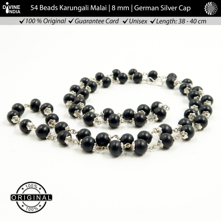 Original Karungali Kattai Malai With G Silver And Copper Cap - 54 Beads ...