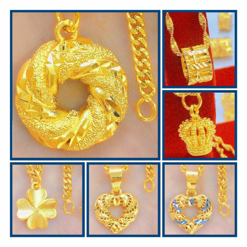 💥ADA COP 916💥 (NCE29S) EMAS BANGKOK SET DEWASA RANTAI LEHER & PENDANT/BUAH LOKET SEKALI 24K GOLD ...