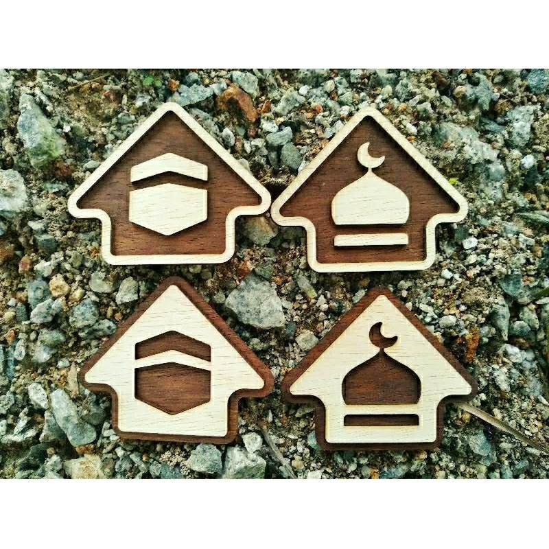 Sign 3D Tanda Penunjuk Arah Kiblat Solat Kayu Plywood Engrave Wood ...