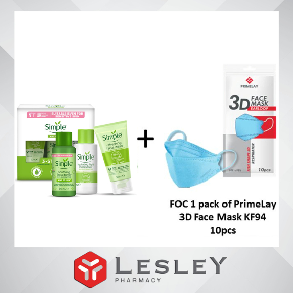 Simple 3-Step Kit (Cleanser+Toner+Moisturiser) 50ml FOC 1 Pack PrimeLay ...