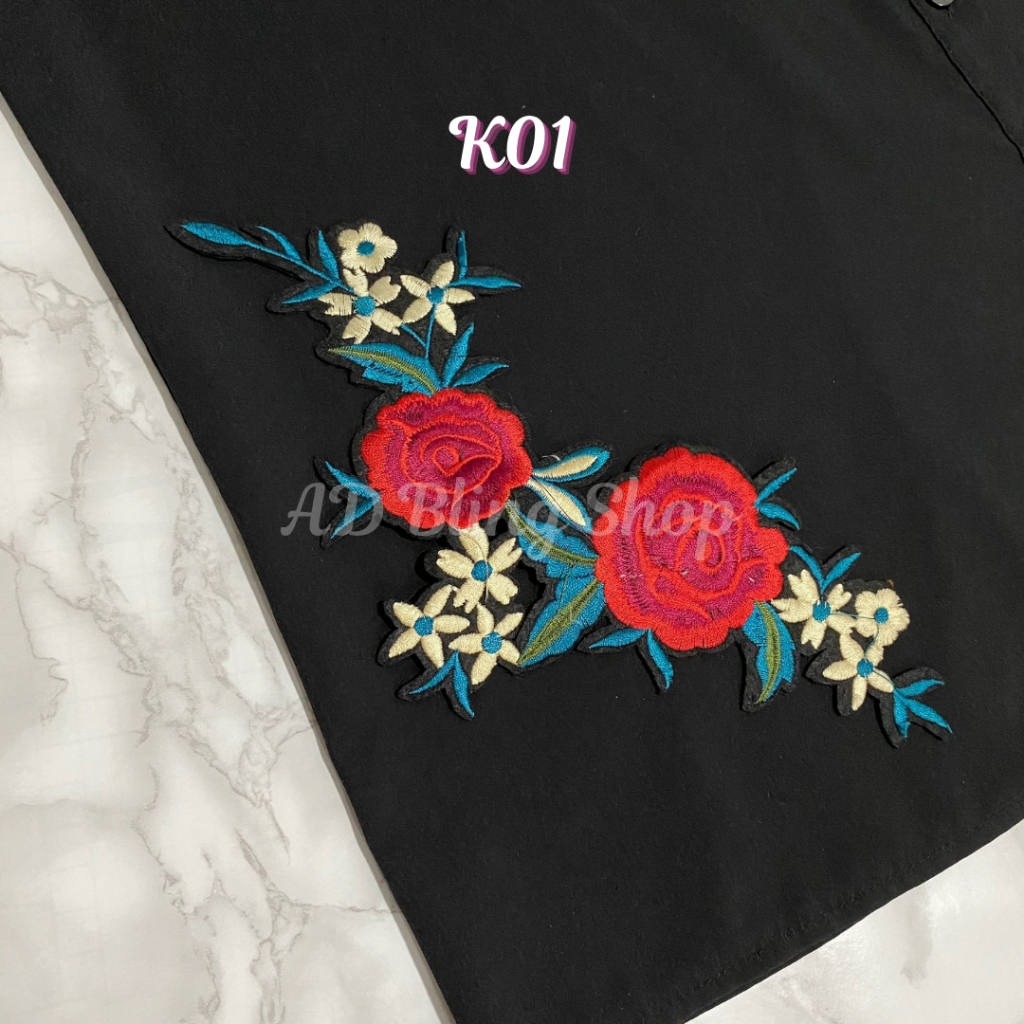 Bunga Sulam Tampal Embroidery Flower Patch Hotfix Iron On Aksesori ...