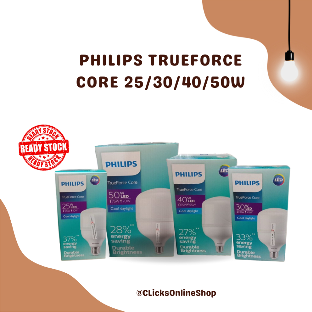 PHILIPS TRUEFORCE CORE LED BULB E27 25W/30W/40W/50W COOL DAYLIGHT | Shopee Malaysia