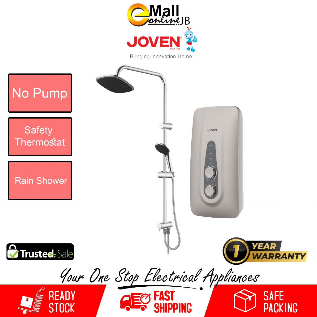 Joven SB11E-RS Water Heater with Rain Shower No Pump | Shopee Malaysia