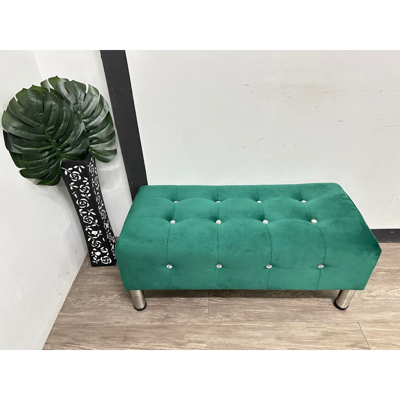 VC SILVER LEG BENCH CHAIR 3F/4F VELVET POCKET LONG STOOL OTTOMAN SOFA ...