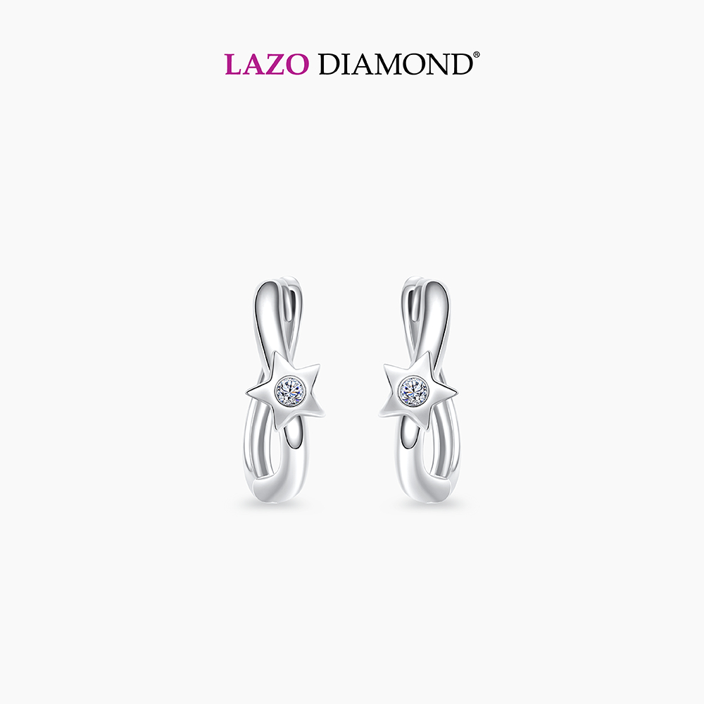 LAZO DIAMOND Celestial Star Swirl Diamond Hoop Earrings in 9k White Gold | Shopee Malaysia