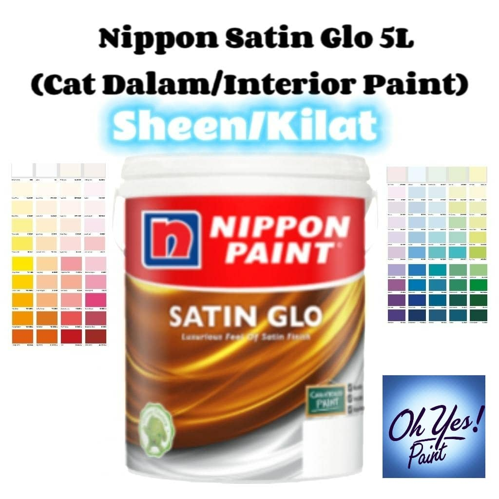Nippon Satin Glo(Sheen) &Easywash(Matt) 5L Interior Paint/Cat Dalam ...