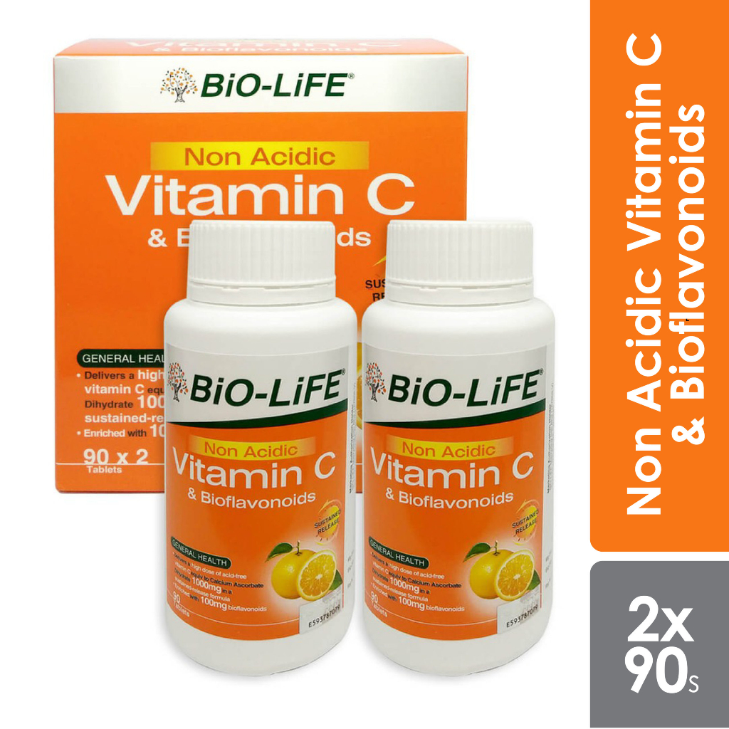 Bio Life Vit C & Bioflavonoids Non Acidic ( 2 x 90 Tablets ) | Shopee ...