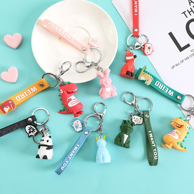 Ready Stock Keychain Silicone 3D Cartoon Dinosaur Keychain Buckle Men ...