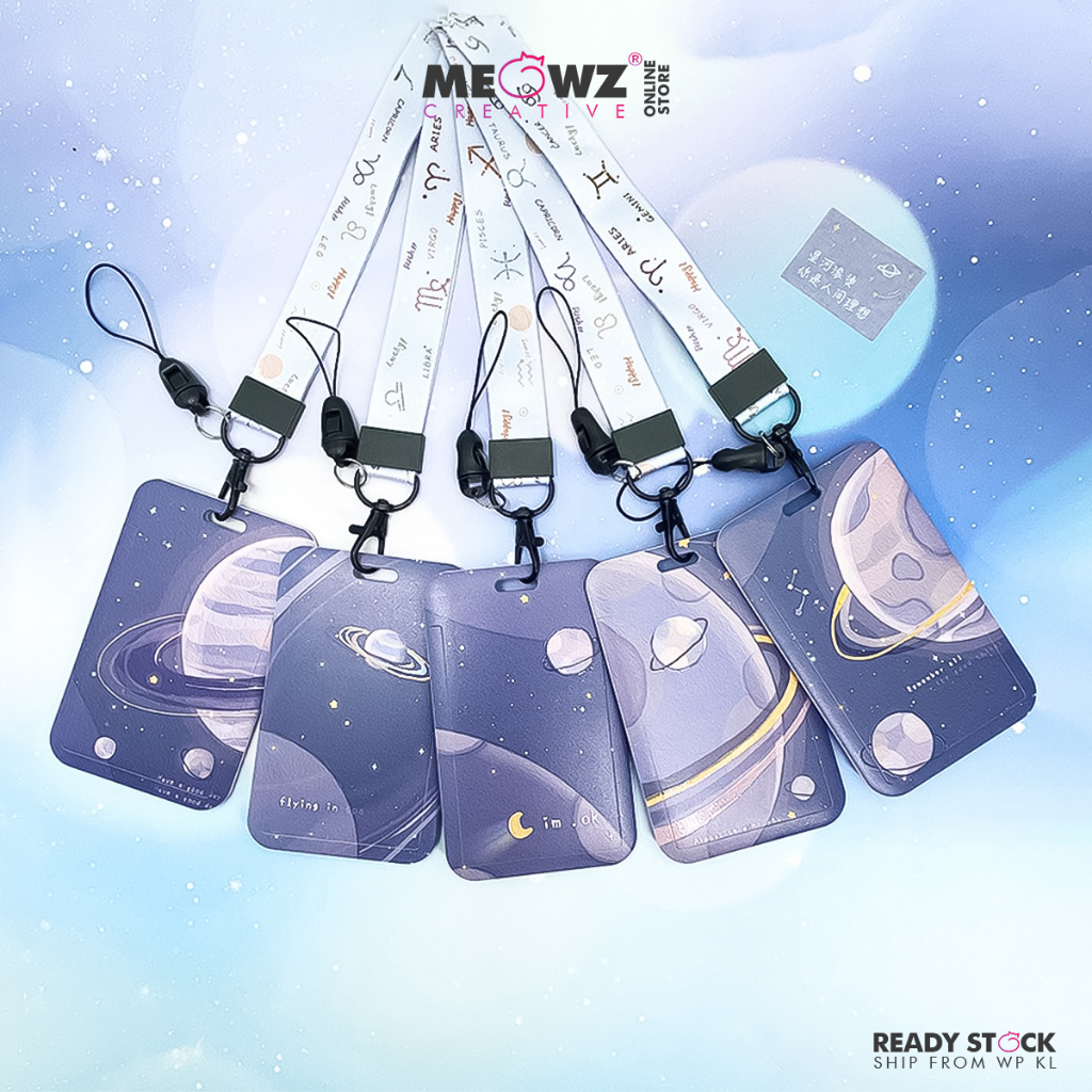 Purple Planet Solar System Name Card Holder Tags With Lanyard ...