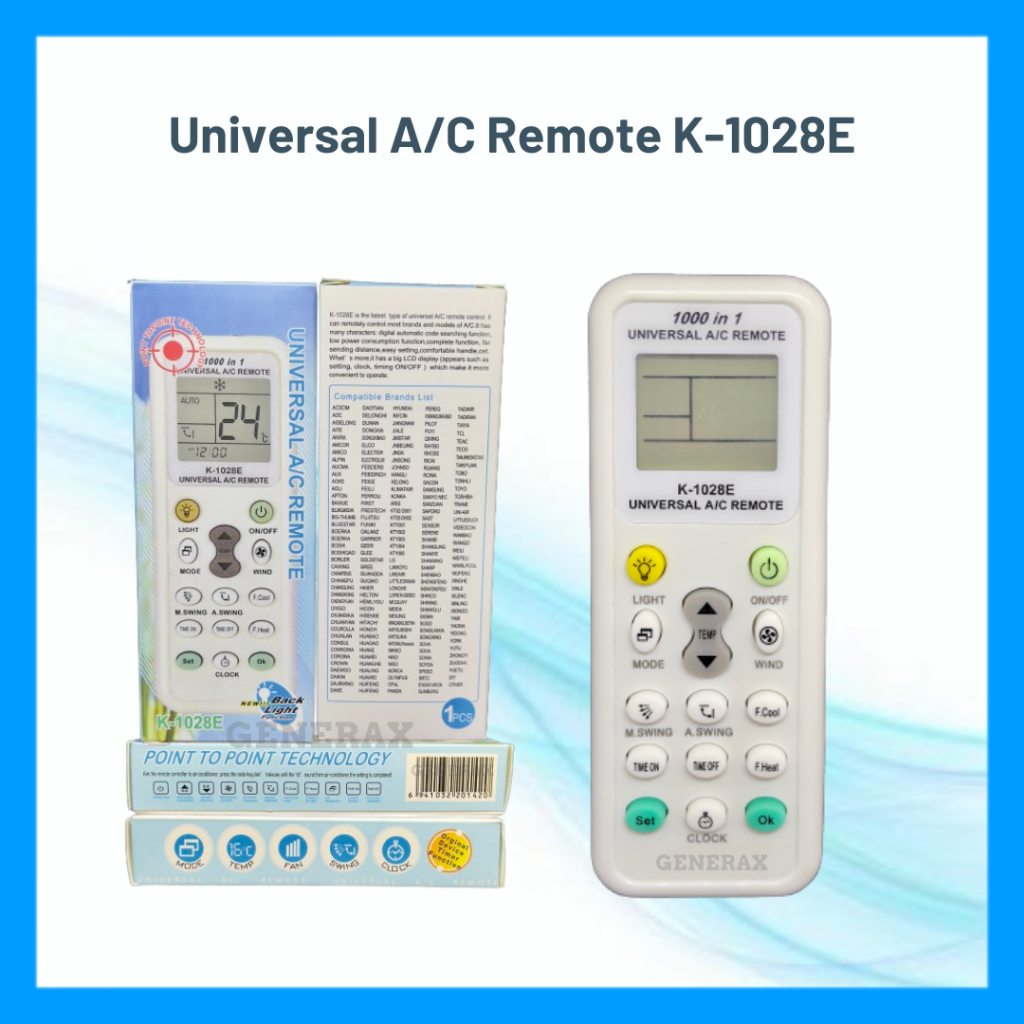 Universal Air Conditioner Remote Control K-1028E / Multi Remote Control ...
