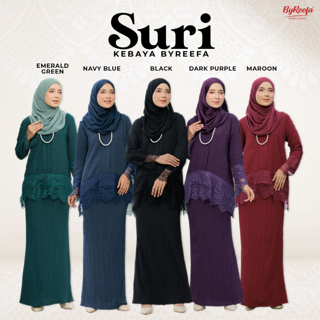 Kebaya Suri ByReefa Collection | Emerald Green | Navy Blue | Black ...