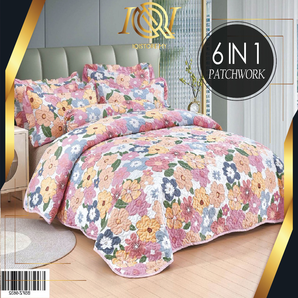 Premium Cadar Patchwork Set (6IN1) Tilam Katil Queen/King Size ...