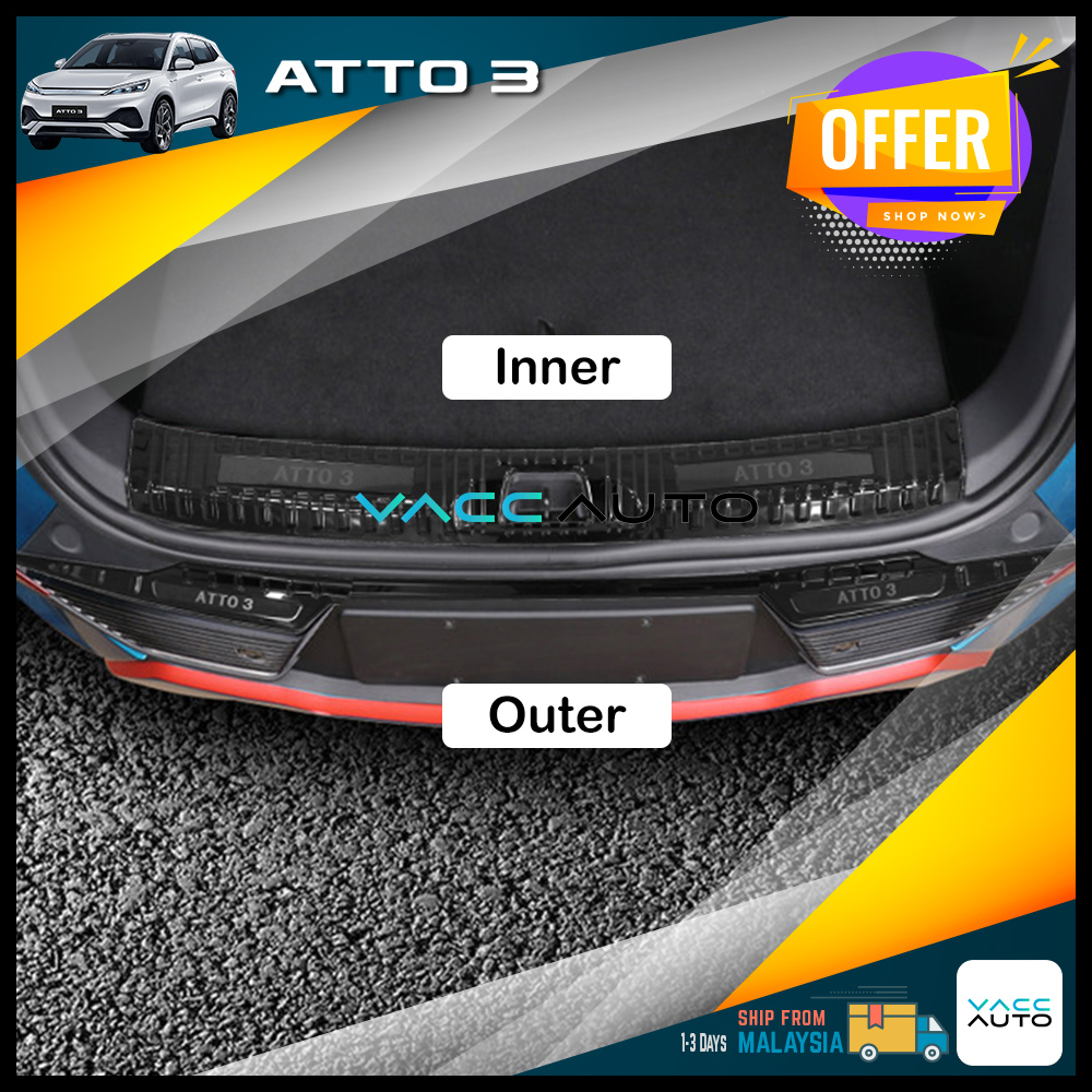 BYD Atto 3 Rear Bumper Protector Out In Titanium Black Rear Bumper ...