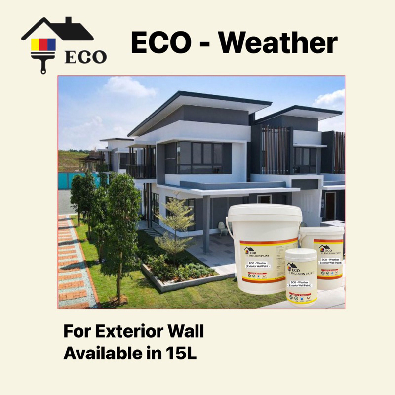 15L ECO Weather Exterior Wall Paint Waterbased Paint Coating , Cat ...