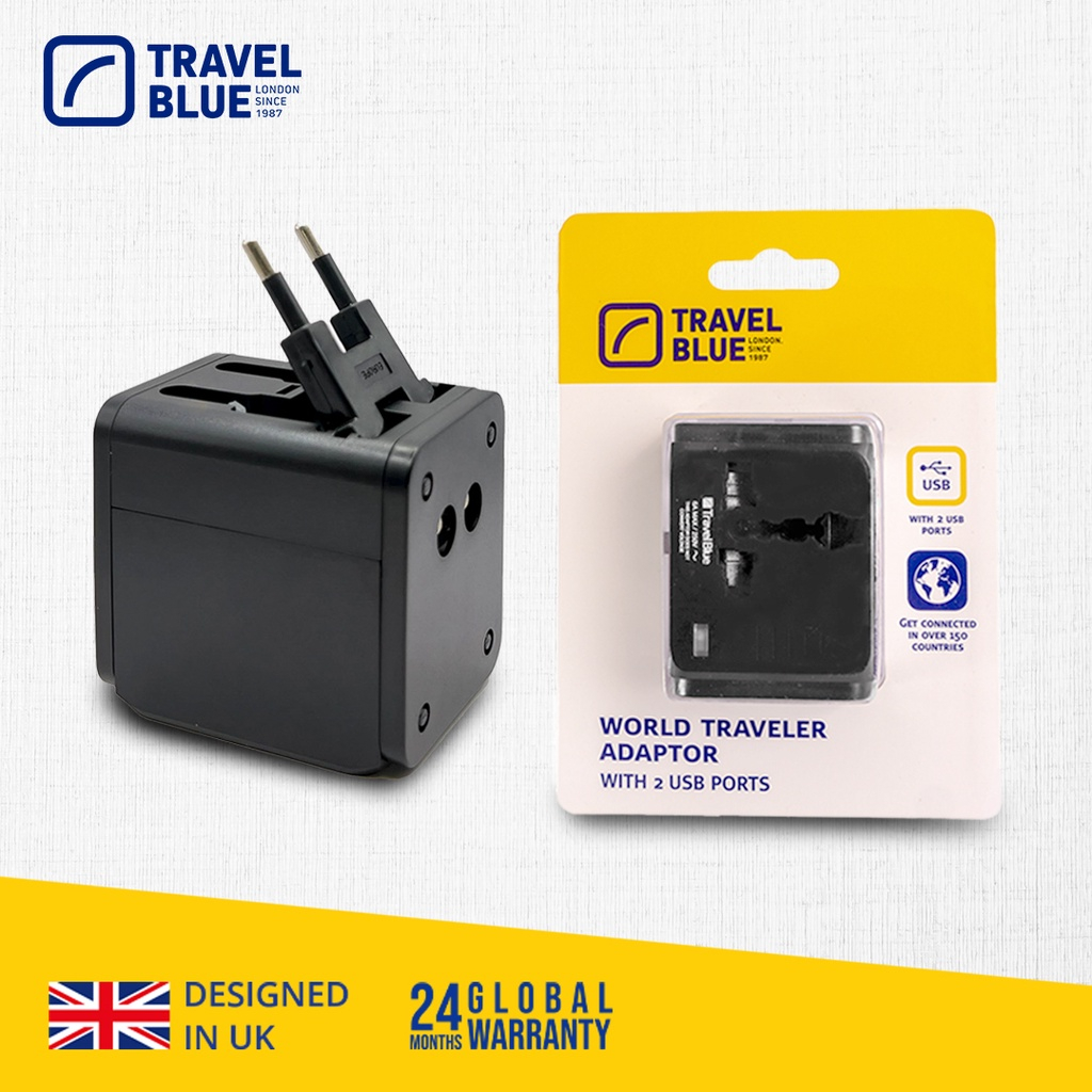 Travel Blue Worldwide Travel Adaptor With Dual USB - World Edition | Shopee Malaysia