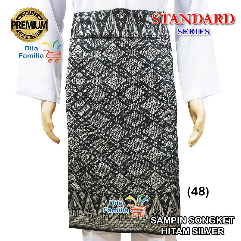 Sampin Songket Hitam Emas Gold Silver No 48 Tenun Siap Jahit 2 Meter ...