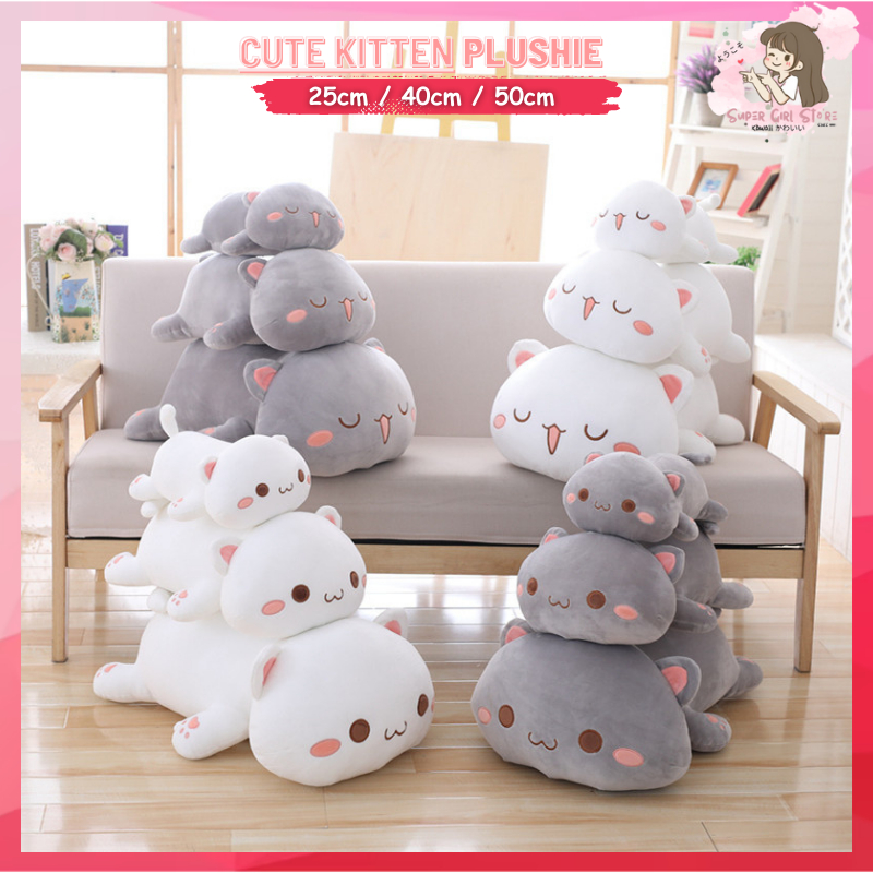 Super cute kitten Plush Toy Bed Doll Anak Patung Kucing Comel 超萌可爱趴姿小猫咪 ...