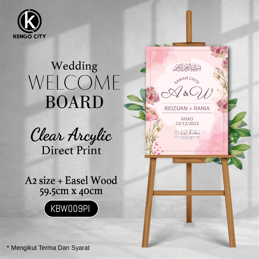 Welcome Board Acrylic/Papan Selamat Datang/Majlis Perkahwinan/Majlis ...