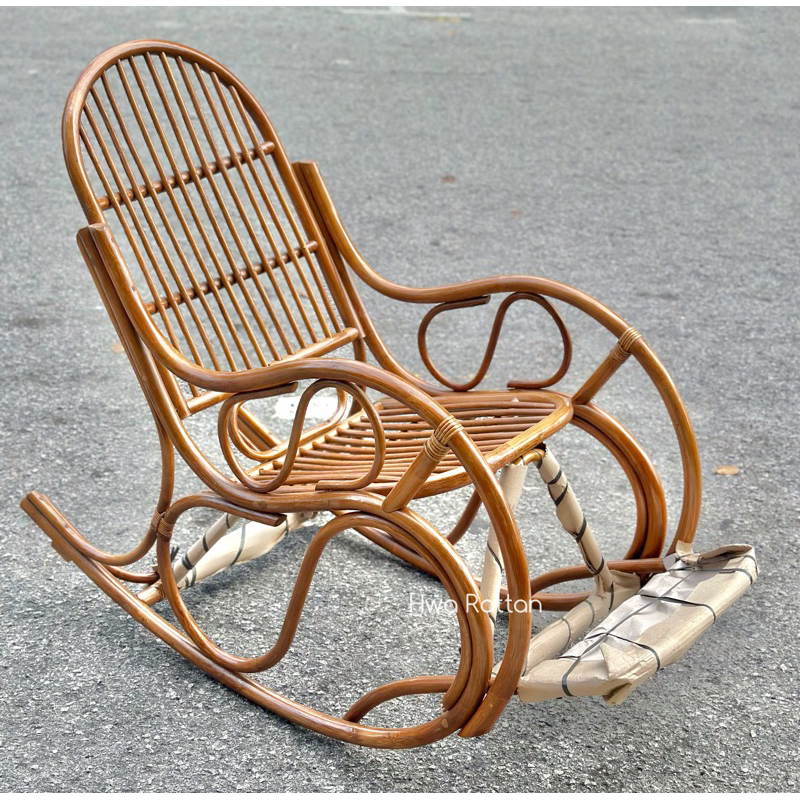 Rattan manau rocking chair heavy duty strong lazy chair with pillow ...