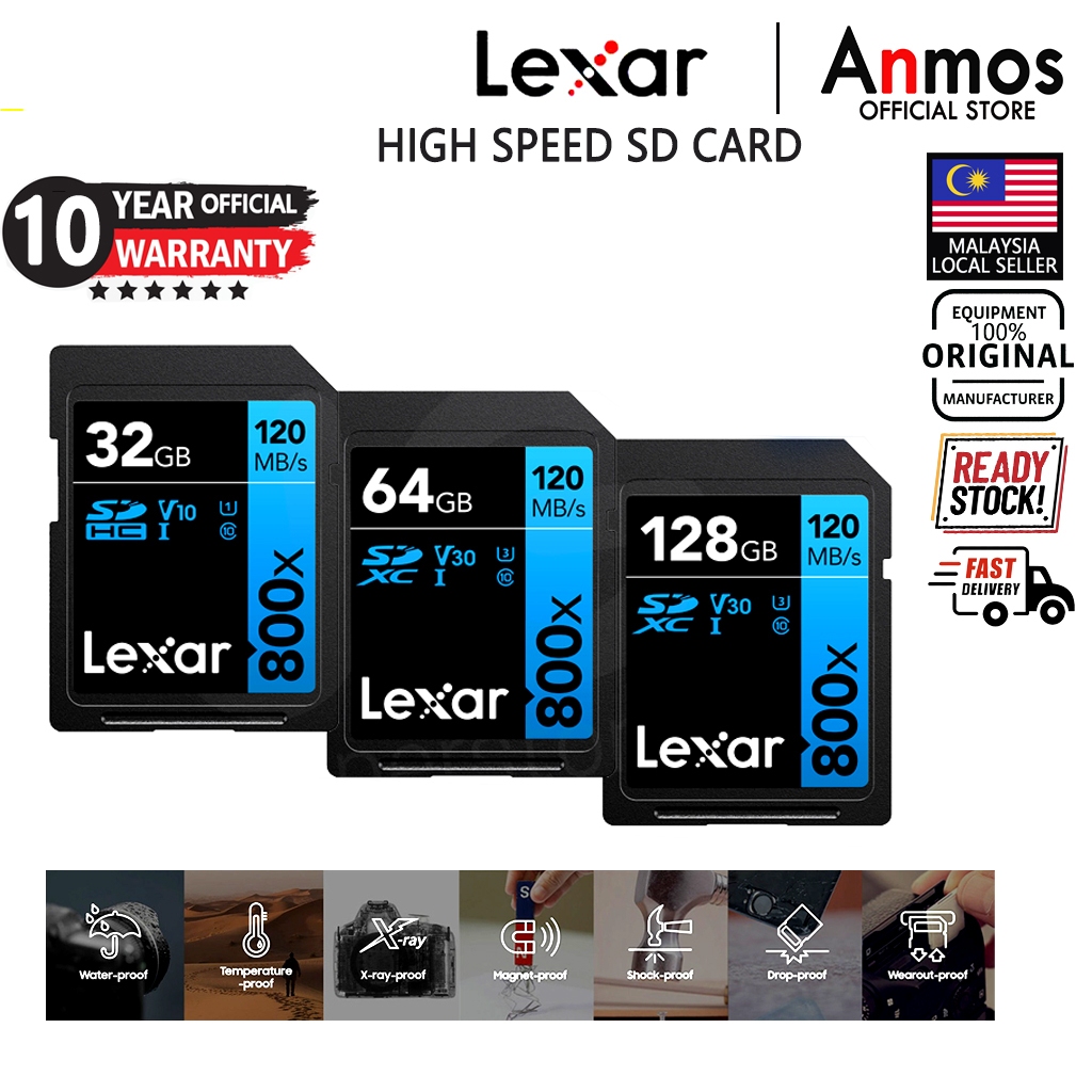 Lexar Professional 800x Memory Card 32GB / 64GB / 128GB SDHC / SDXC UHS ...