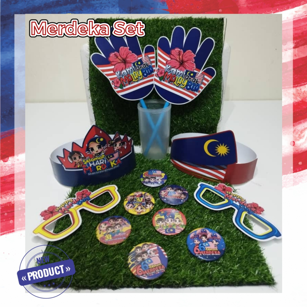 Topi Merdeka Kanak-kanak Kipas Tangan Merdeka Mask merdeka | Shopee ...