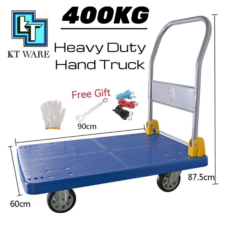 KT WARE 400KG HEAVY DUTY PLASTIC PLATFORM TROLLEY TROLI CART HAND TRUCK ...