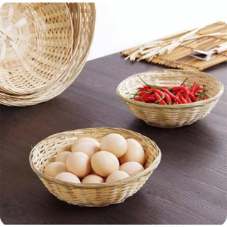 Round Bamboo Basket Roti Basket Rattan Bakul Rotan Bulat Raga Buluh ...