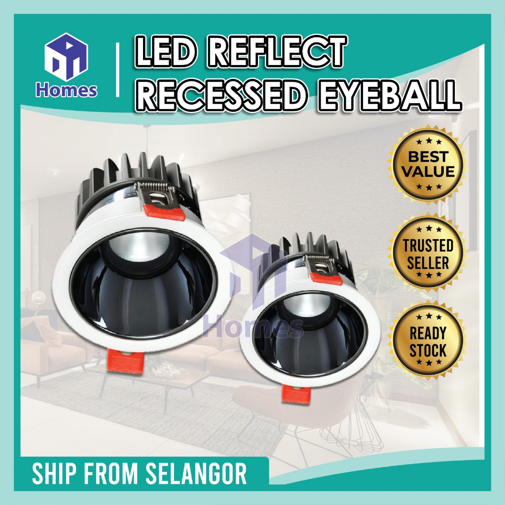 Recessed Anti-Glare Spotlight LED Eyeball 12w 18w Black Chrome ...
