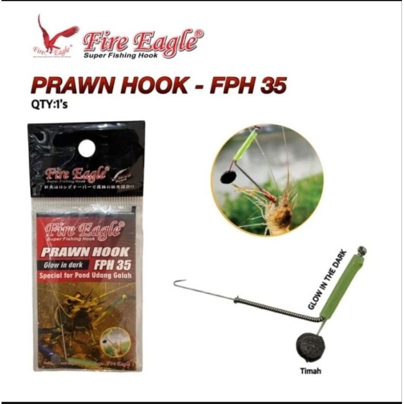 (MAA) Mata kail Fire Eagle Prawn Hook FPH 35 Glow in the Dark Matakail Pancing Udang Galah Kolam ...