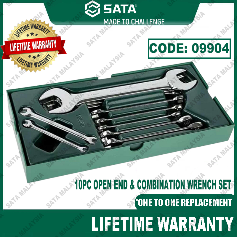 SATA 10Pc. Open End & Combination Wrench Set Tray Set 09904 Spanner Set ...