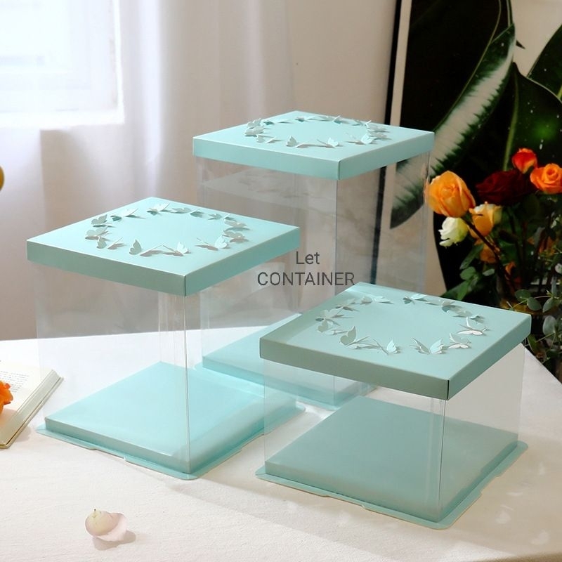 FLOWSY Kotak Kahwin Tunang Transparent Box Blue Top Butterfly | Shopee ...