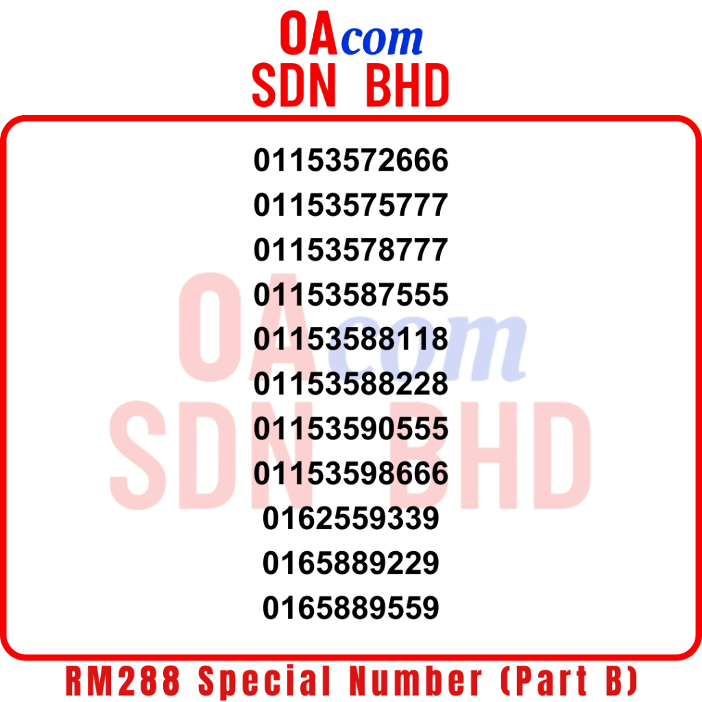 RM288 SPECIAL NUMBER FOR SALE (PART B) | Shopee Malaysia