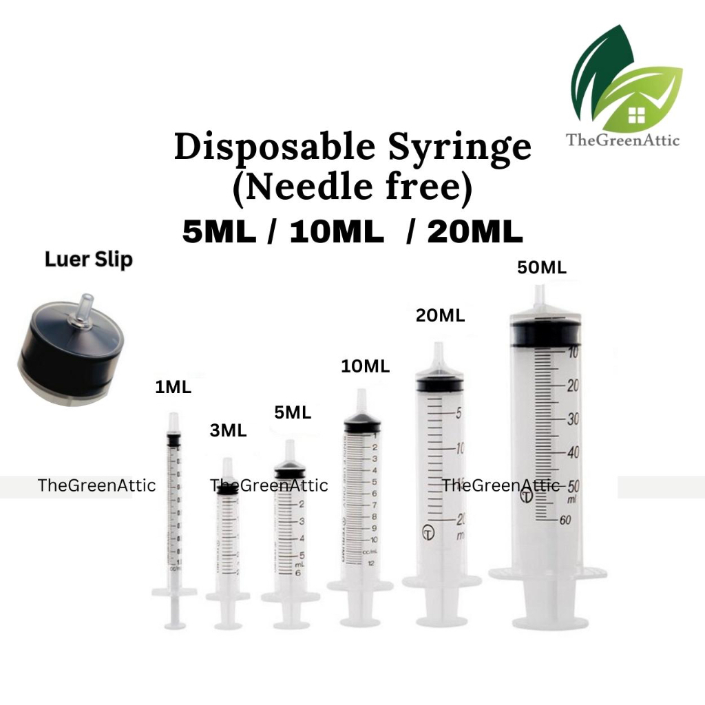 TheGreenAttic Disposable Syringe without Needle Picagari Luer Slip 5ml/10ml/20ml | Shopee Malaysia