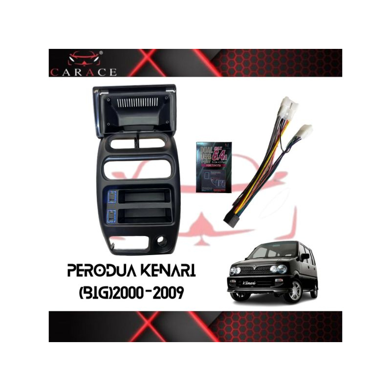 SUPER CHARGE+Android Player Casing 10" Perodua Kenari 2000-2009+USB CAR ...